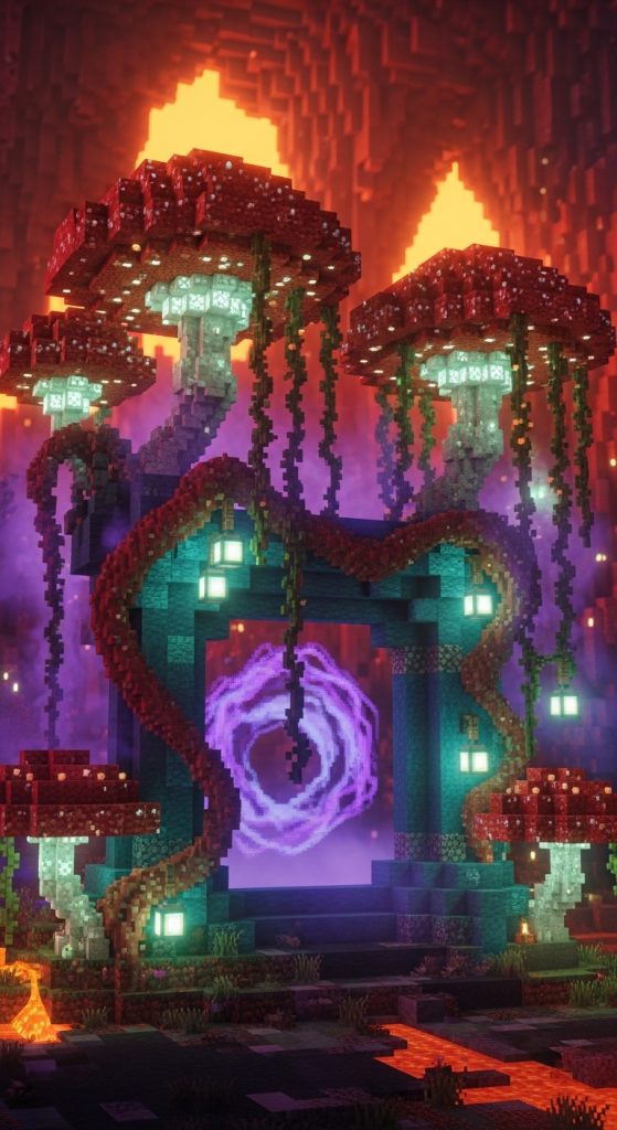 13 Minecraft Build Mushroom Nether Portal for Survival! Ideas